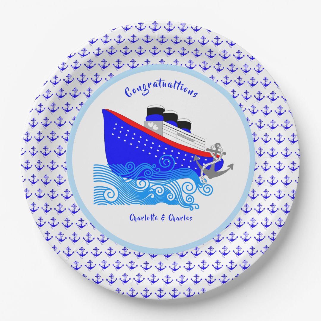 Cruise Ship Nautical Personalized Paper Plates | Zazzle