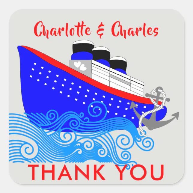 Cruise Ship Nautical Personalized Square Sticker | Zazzle