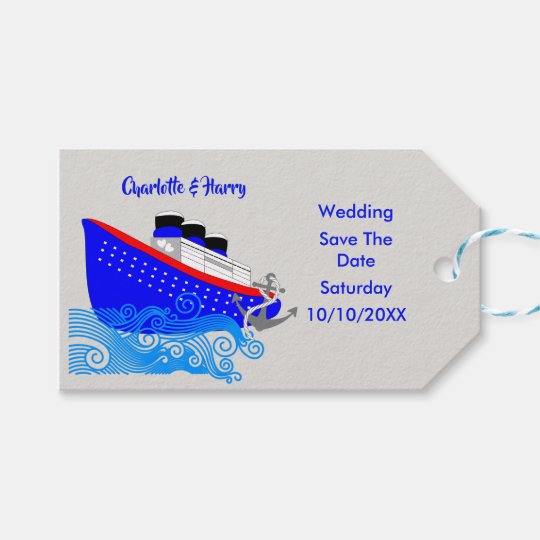 Cruise Ship Nautical Wedding Save The Date Gift Tags | Zazzle.com