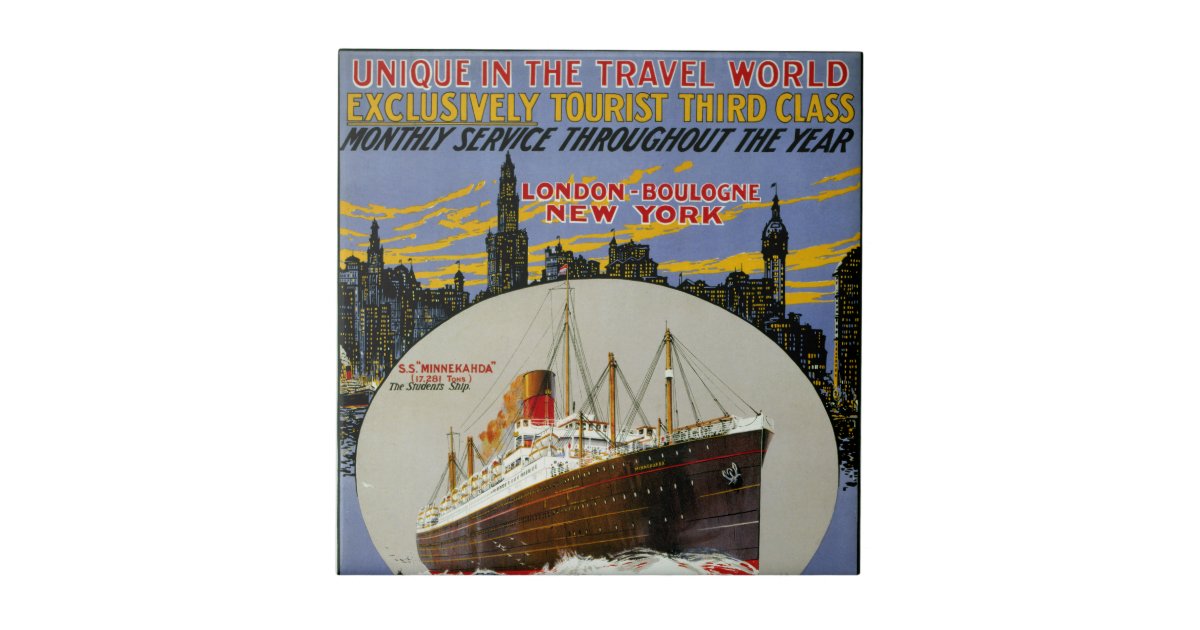 Cruise Ship, New York Skyline & A London Street Ceramic Tile | Zazzle