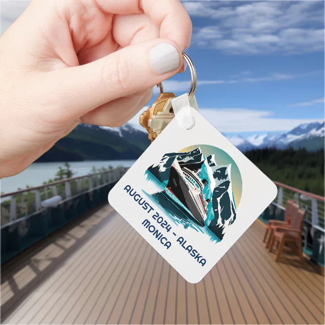 Cruise Ship Ocean Alaska mountain Keychain | Zazzle
