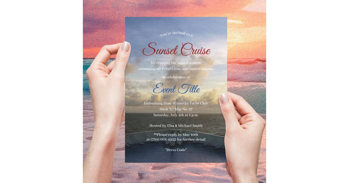 © Cruise Ship Yacht Boat Sunset Party Invitation | Zazzle