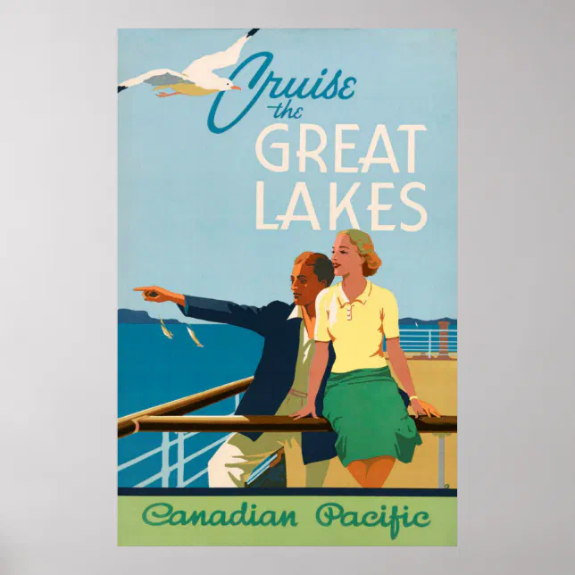 Cruise the Great Lakes Vintage Travel Poster | Zazzle