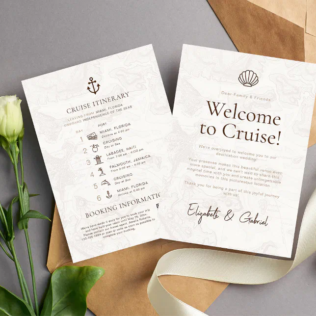 Cruise Travel Itinerary Destination Wedding Enclosure Card | Zazzle