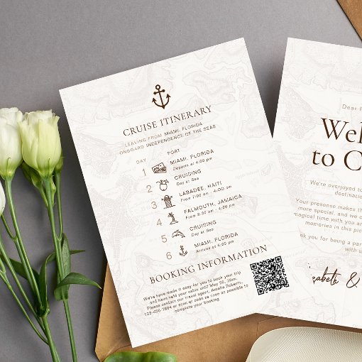 Cruise Travel Itinerary Destination Wedding Enclosure Card | Zazzle