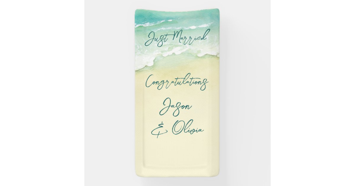 Cruise Tropical Beach Wedding Congratulations Banner | Zazzle