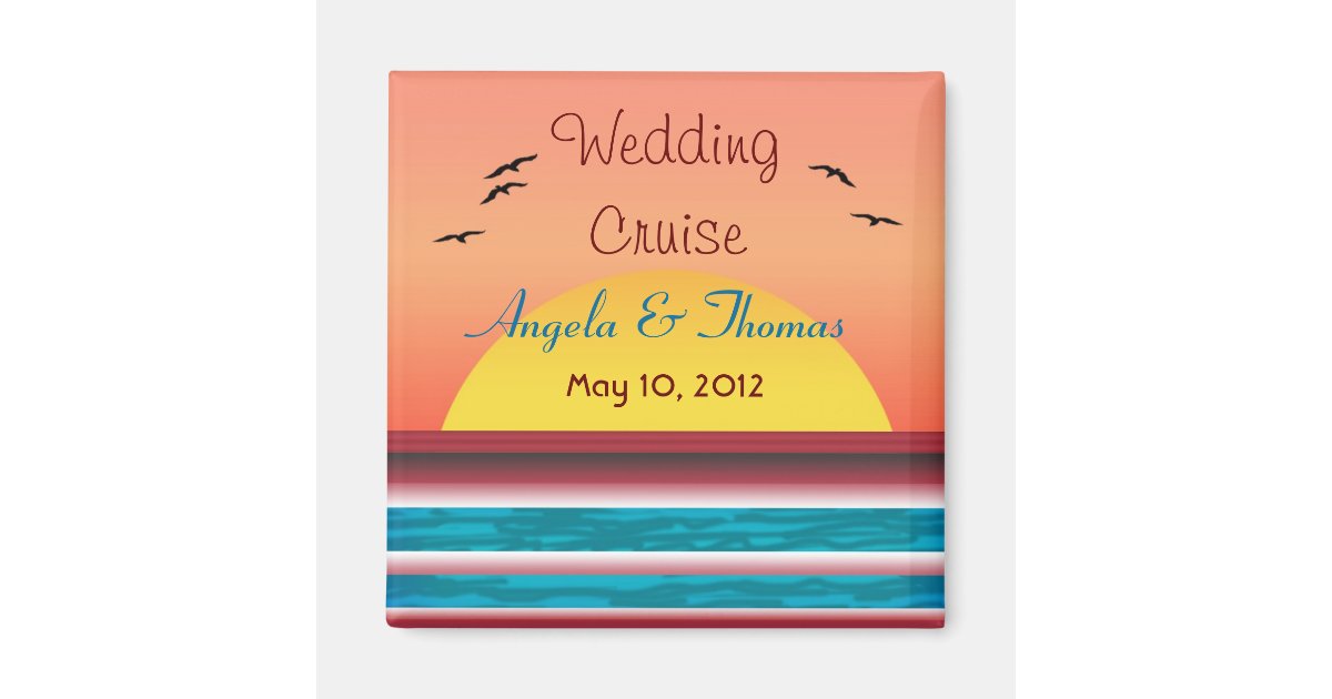 Cruise Wedding Personalized Sunset Favor Magnet | Zazzle