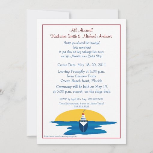 Cruise Wedding - Sunset Invitation | Zazzle
