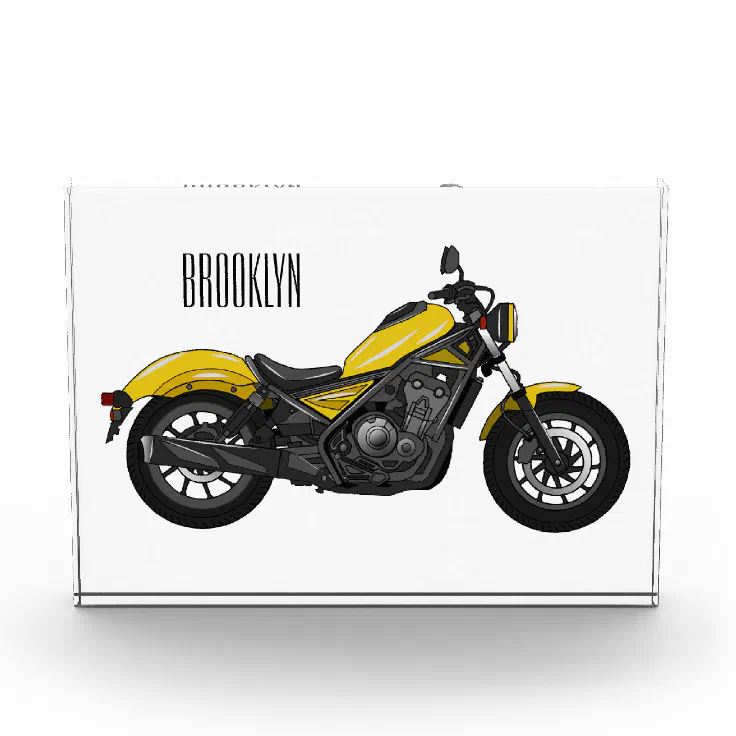 Cruiser motorcycle cartoon illustration photo block | Zazzle