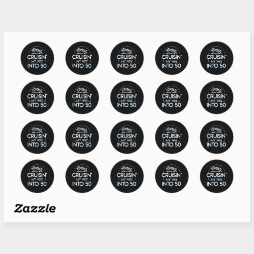 Cruisin Way Into 50th Birthday Cruising Classic Round Sticker | Zazzle