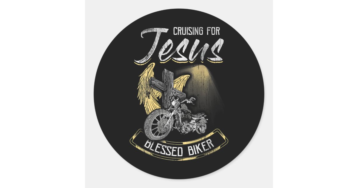 Cruising For Jesus Cross Christian Biker Classic Round Sticker | Zazzle
