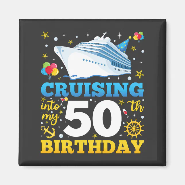 Cruising Into My 50 Birthday Party Square Magnet | Zazzle
