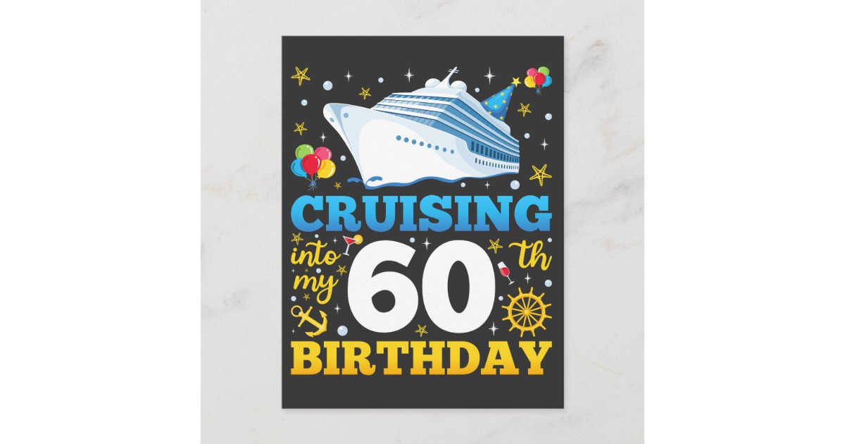 Cruising Into My 60 Birthday Party Postcard | Zazzle