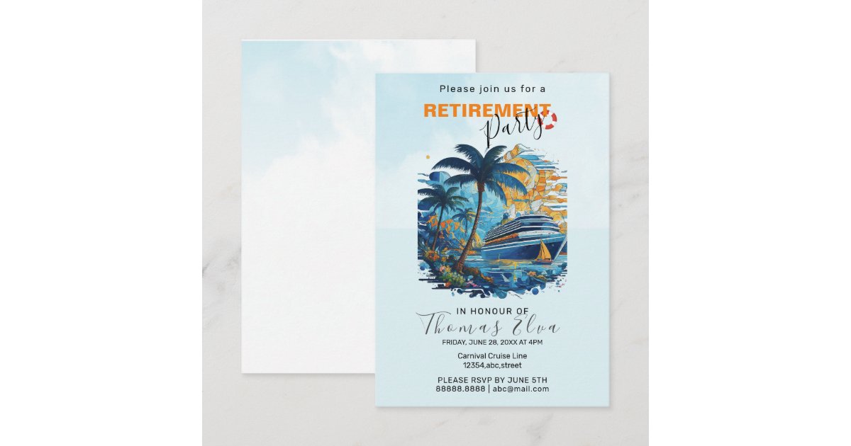 Cruising into Retirement Party, Cruise Party Invitation | Zazzle