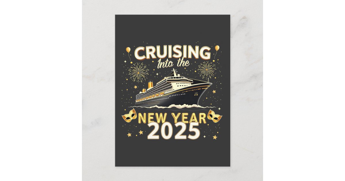 Cruising into the New Year 2025 Family Cruise Holiday Postcard | Zazzle