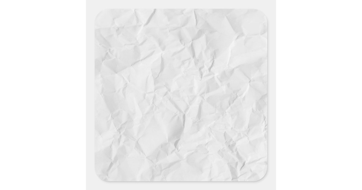 Crumpled White Paper Square Sticker | Zazzle