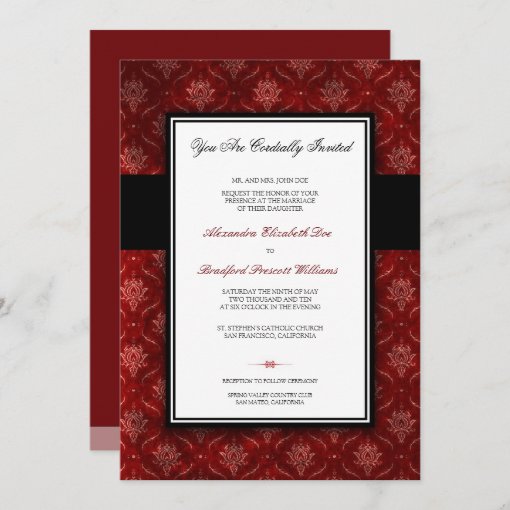 Crushed Red Velvet Wedding Invitation (5x7 Flat) | Zazzle