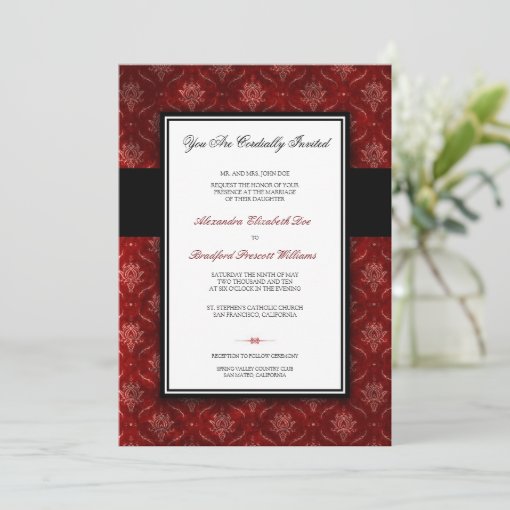 Crushed Red Velvet Wedding Invitation (5x7 Flat) | Zazzle