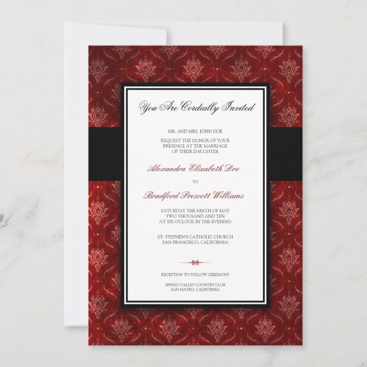 Crushed Red Velvet Wedding Invitation (5x7 Flat) | Zazzle