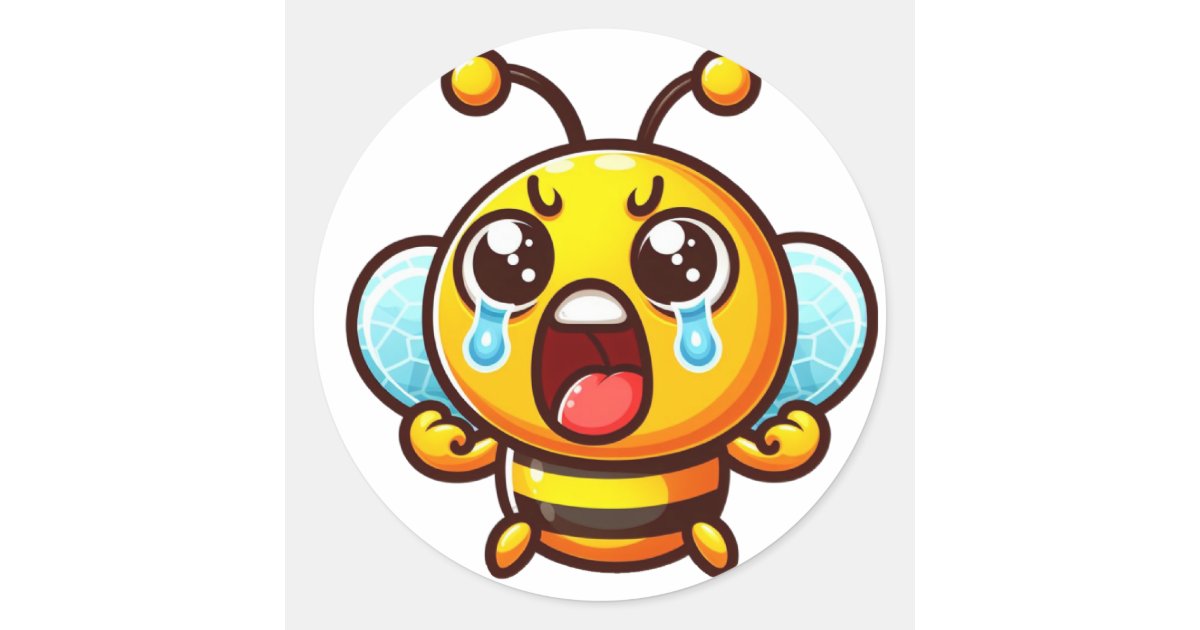 Crying Bee Classic Round Sticker | Zazzle