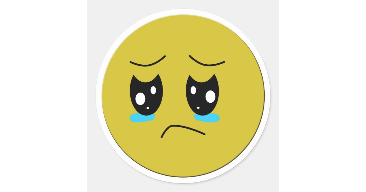 crying emoticon classic round sticker | Zazzle