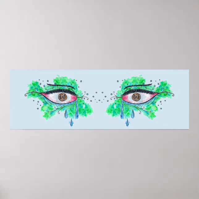 Crying Eyes turquoise Poster Print | Zazzle