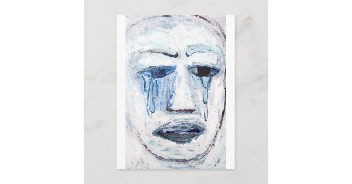 Crying Man (face portrait expressionism ) Postcard | Zazzle