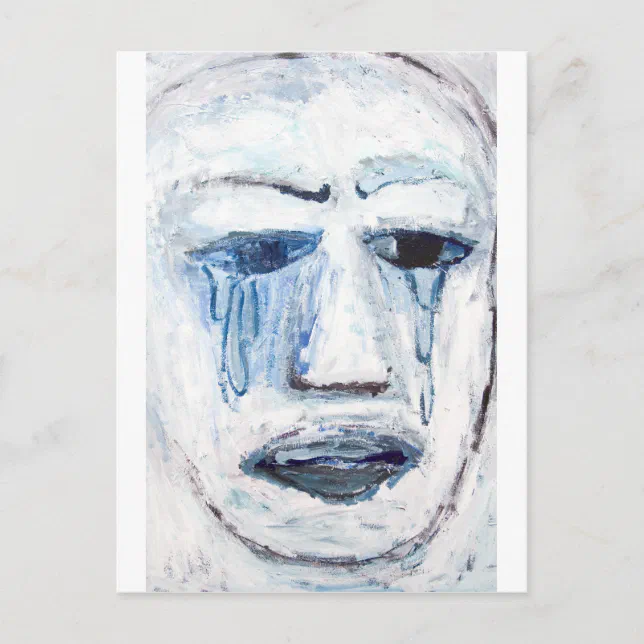 Crying Man (face portrait expressionism ) Postcard | Zazzle