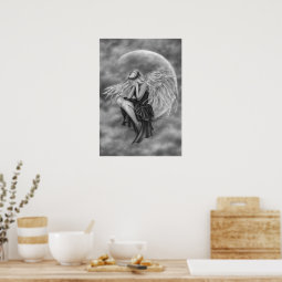 Crying Moon Angel Poster | Zazzle