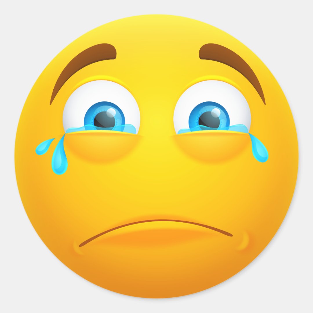 Crying Yellow Emoji Classic Round Sticker | Zazzle