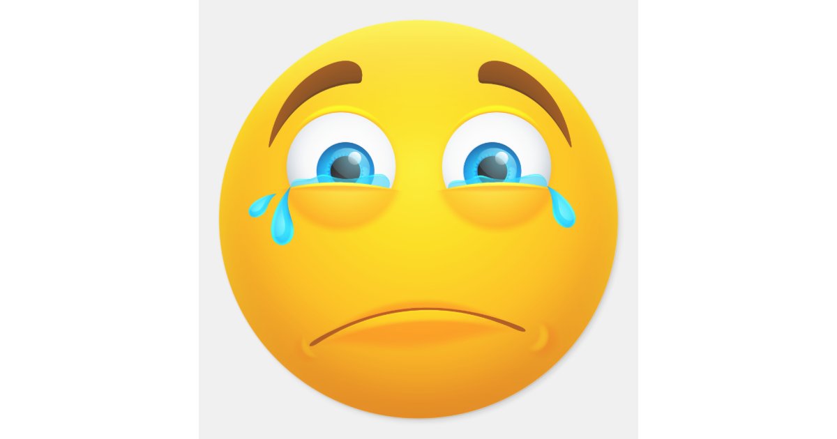 Crying Yellow Emoji Classic Round Sticker | Zazzle
