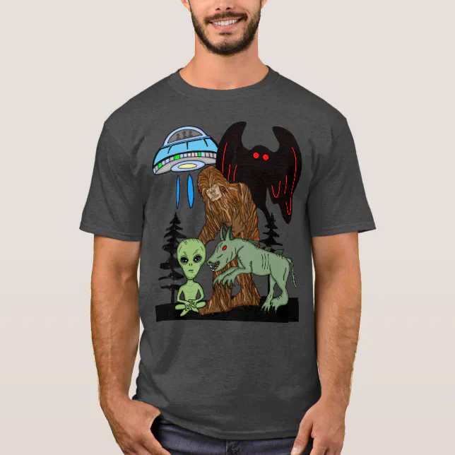 Cryptid Big Foot Alien Mothman UFO Chupacabra T-Shirt | Zazzle