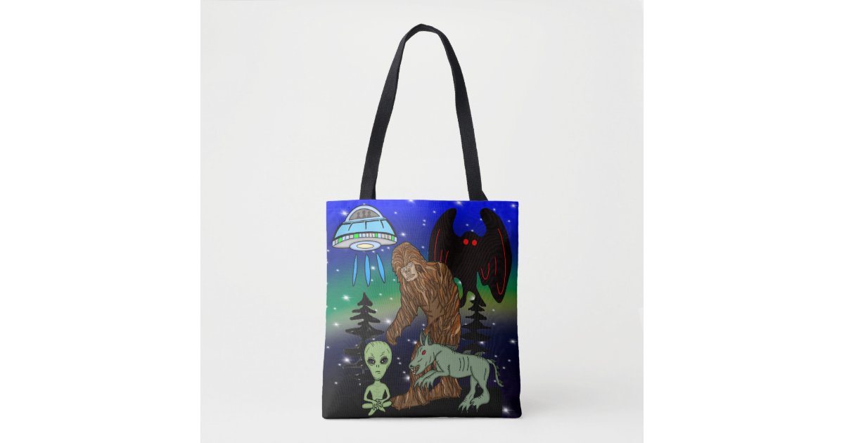 Cryptid Big Foot Alien Mothman UFO Chupacabra Tote Bag | Zazzle