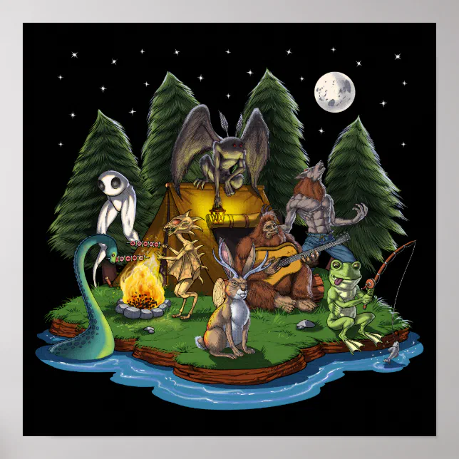 Cryptids Camping Poster | Zazzle