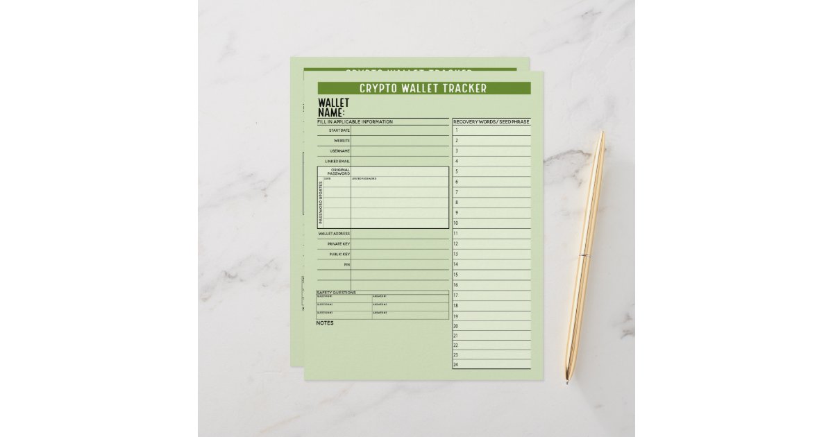 Crypto Wallet Password Keeper Recovery Seed Phrase Letterhead | Zazzle