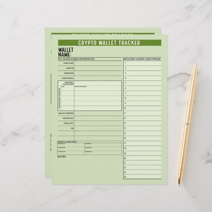 Crypto Wallet Password Keeper Recovery Seed Phrase Letterhead | Zazzle