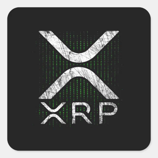 Cryptocurrency Binary Code XRP Hodlers Crypto Meme Square Sticker | Zazzle