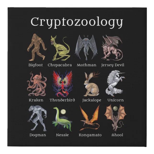 Cryptozoology Cryptid Creatures Faux Canvas Print | Zazzle