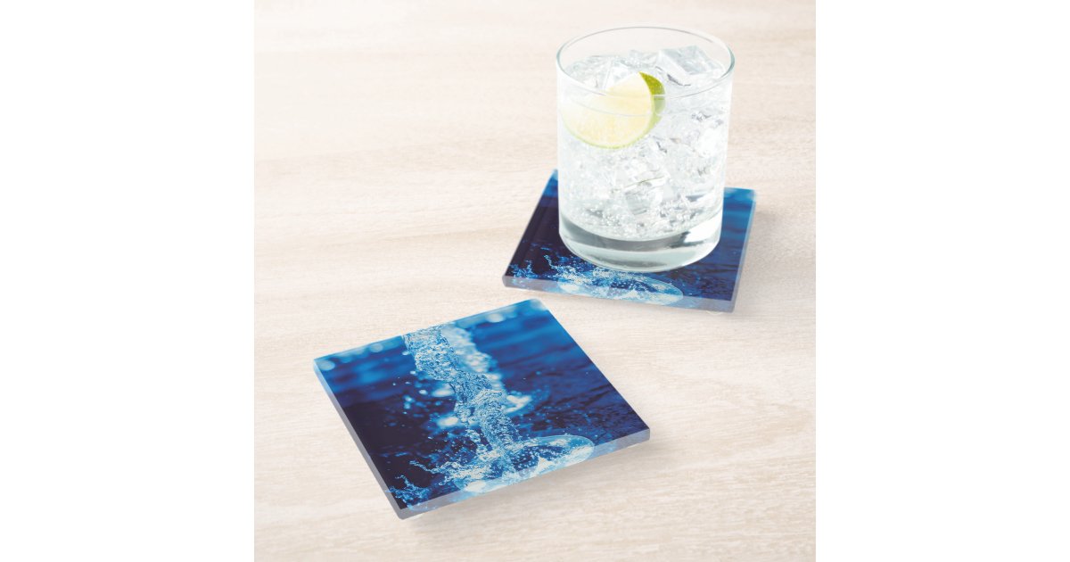 Crystal Blue Water Effect Glass Coaster | Zazzle