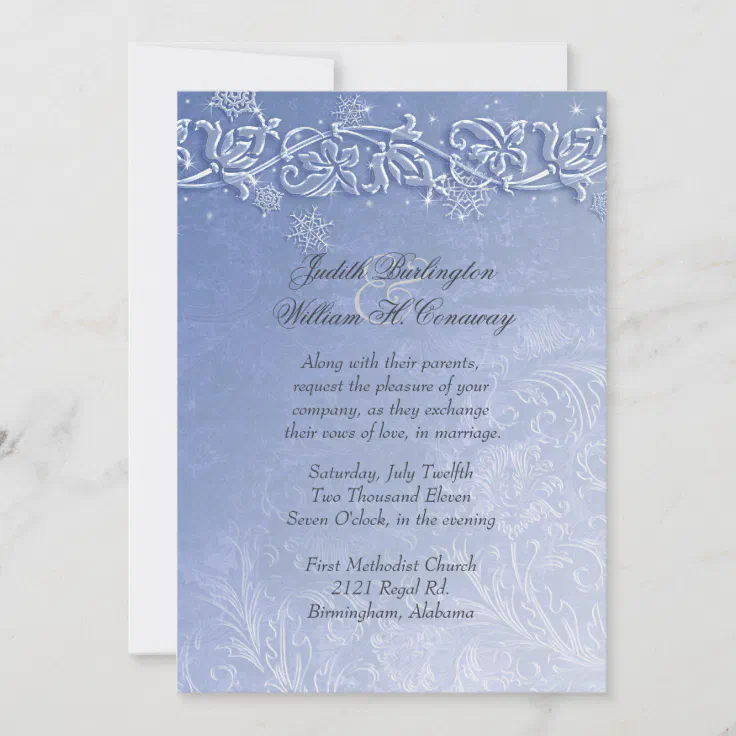 Crystal Blue Winter Wedding Invitation | Zazzle
