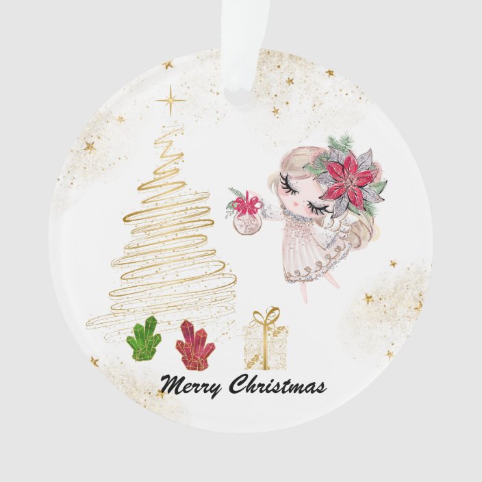 Crystal Christmas Merry Christmas Angel Ornament | Zazzle.com