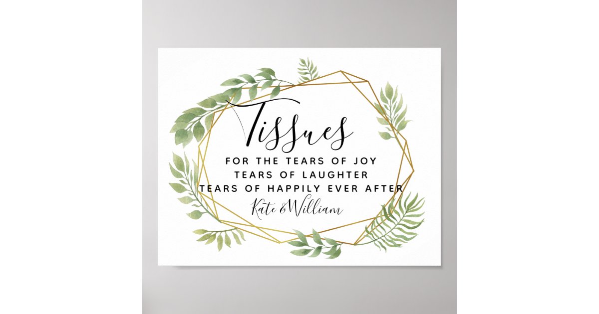 Crystal foliage ceremony tissues wedding sign | Zazzle