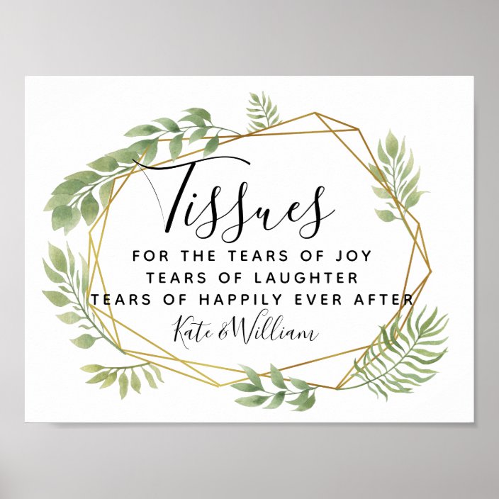 Crystal foliage ceremony tissues wedding sign | Zazzle.com