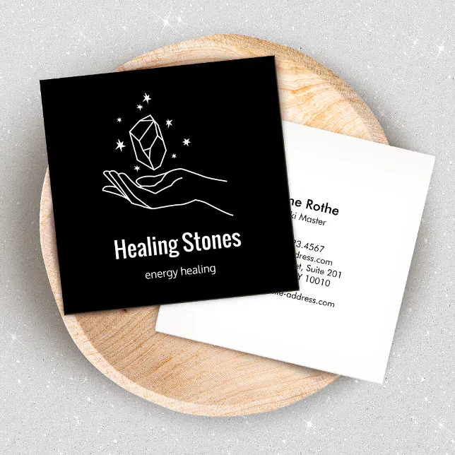 Crystal Gem Stone Energy Healer Square Business Card | Zazzle