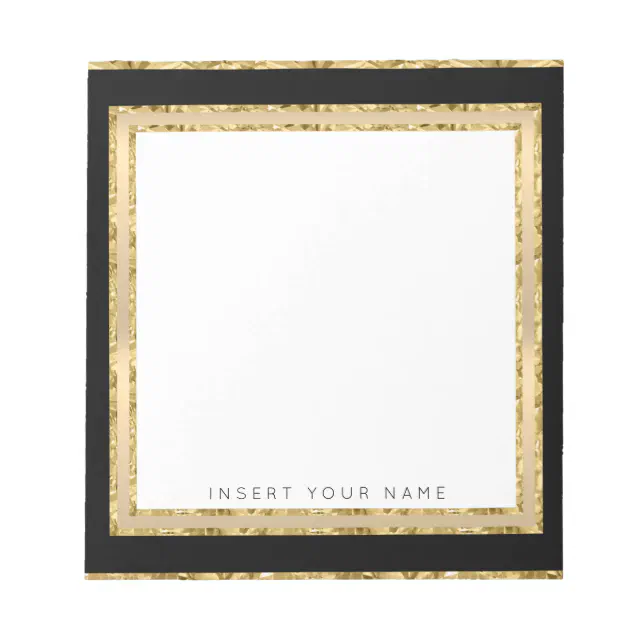 Crystal Gold Black Personalized Notepad 5.5" x 6" | Zazzle