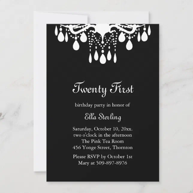 Crystal Grand Ballroom Birthday Invitation (black) | Zazzle
