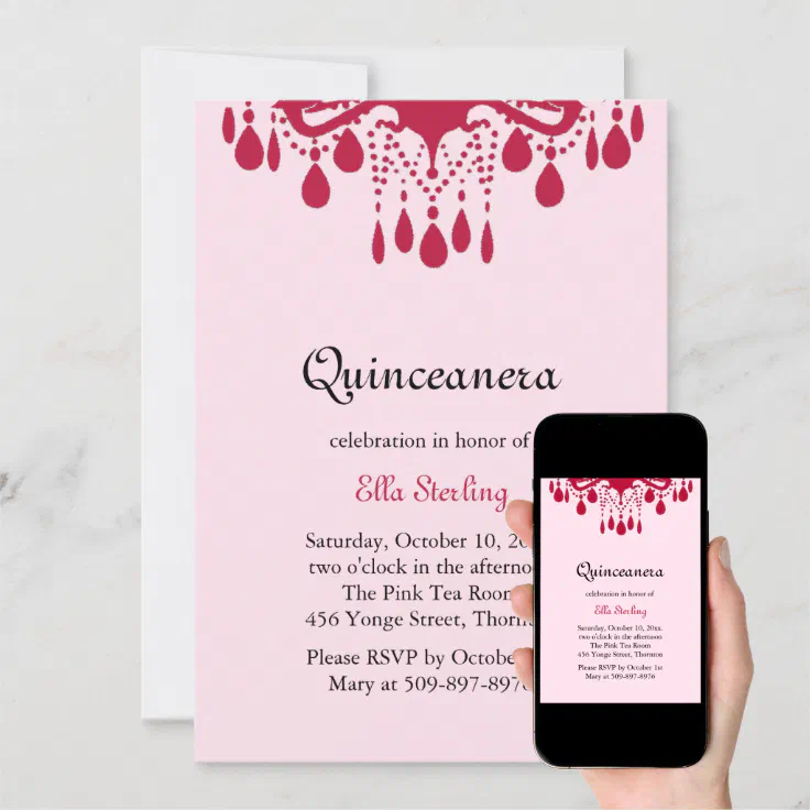 Crystal Grand Ballroom Birthday Invitation (red) | Zazzle