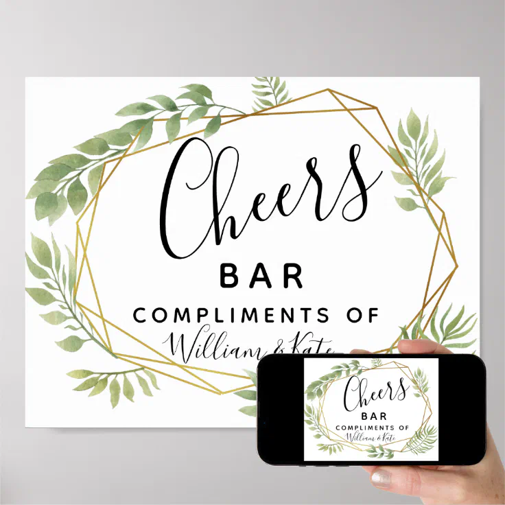 Crystal green wedding CHEER Bar wedding/party Poster | Zazzle
