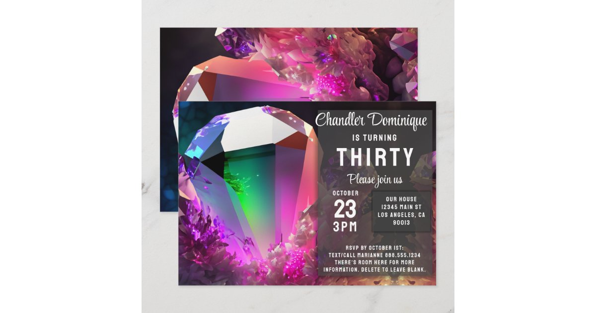 Crystal Jewel Tone Tourmaline October Birthday Invitation | Zazzle