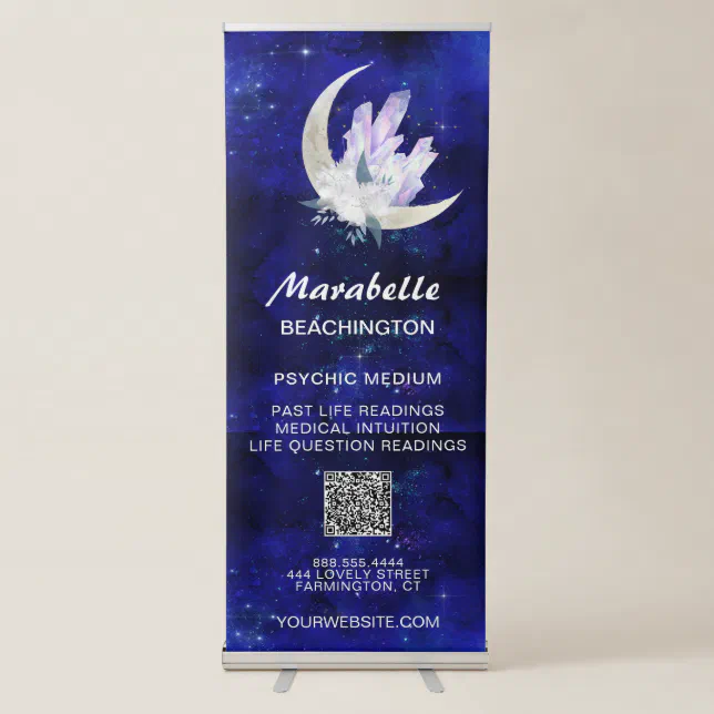 Crystal Moon Flowers Psychic Metaphysical Retractable Banner | Zazzle